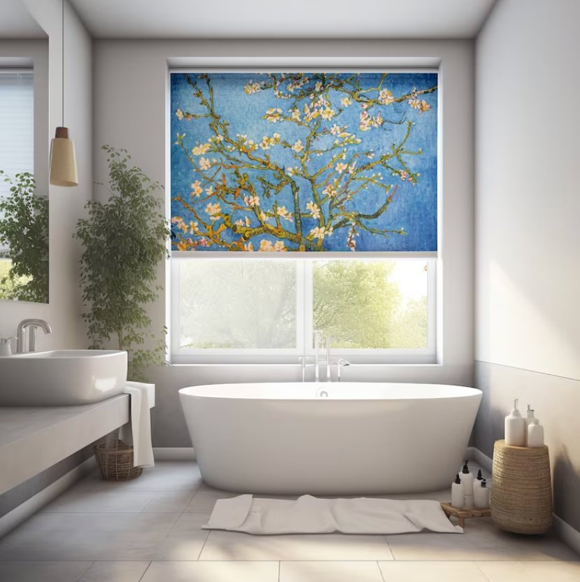Almond Blossom With Tree Picture Curtains for Living Room , Floral ...