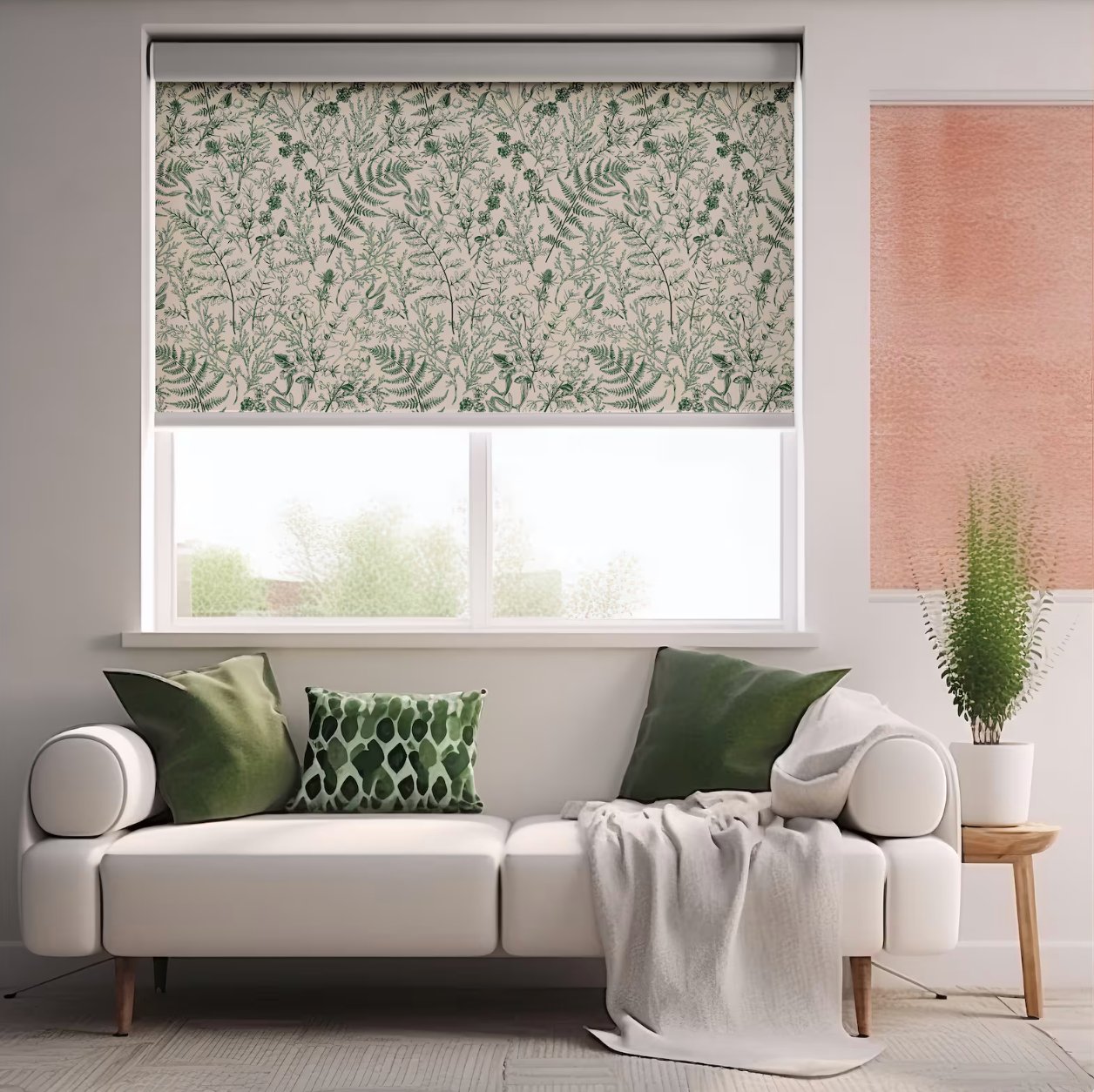 Greenery Fern Botanical Light Filtering Cordless Roller Shades Blackout, Custom Window ...