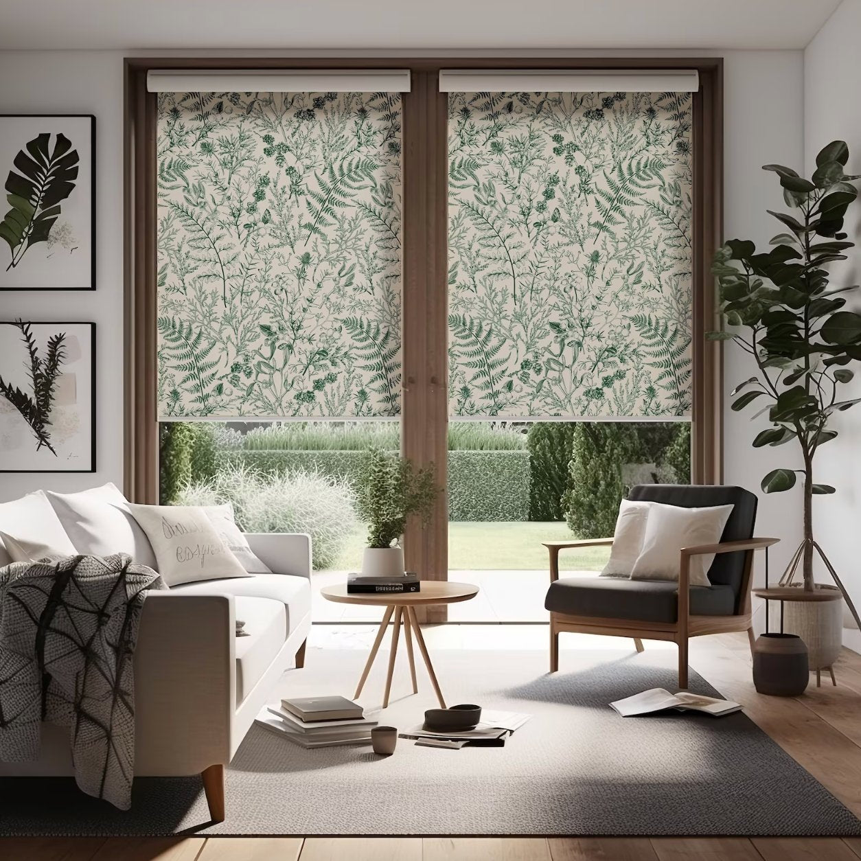 Greenery Fern Botanical Light Filtering Cordless Roller Shades Blackout, Custom Window ...