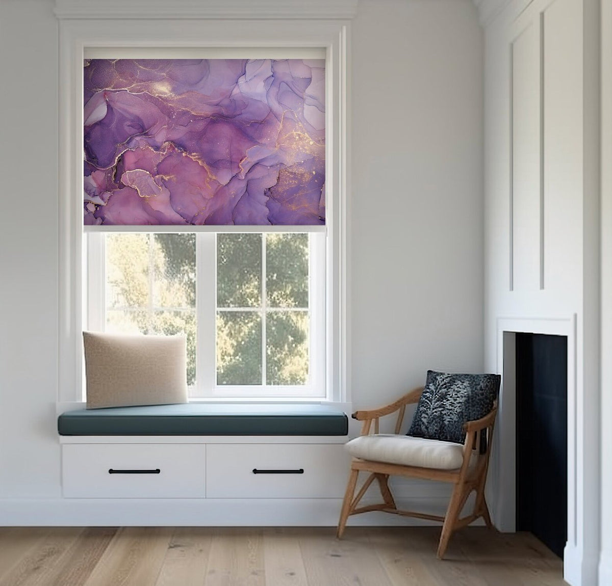 Purple Marble Window Shades for Kitchen, Custom Size Printed Roller ...