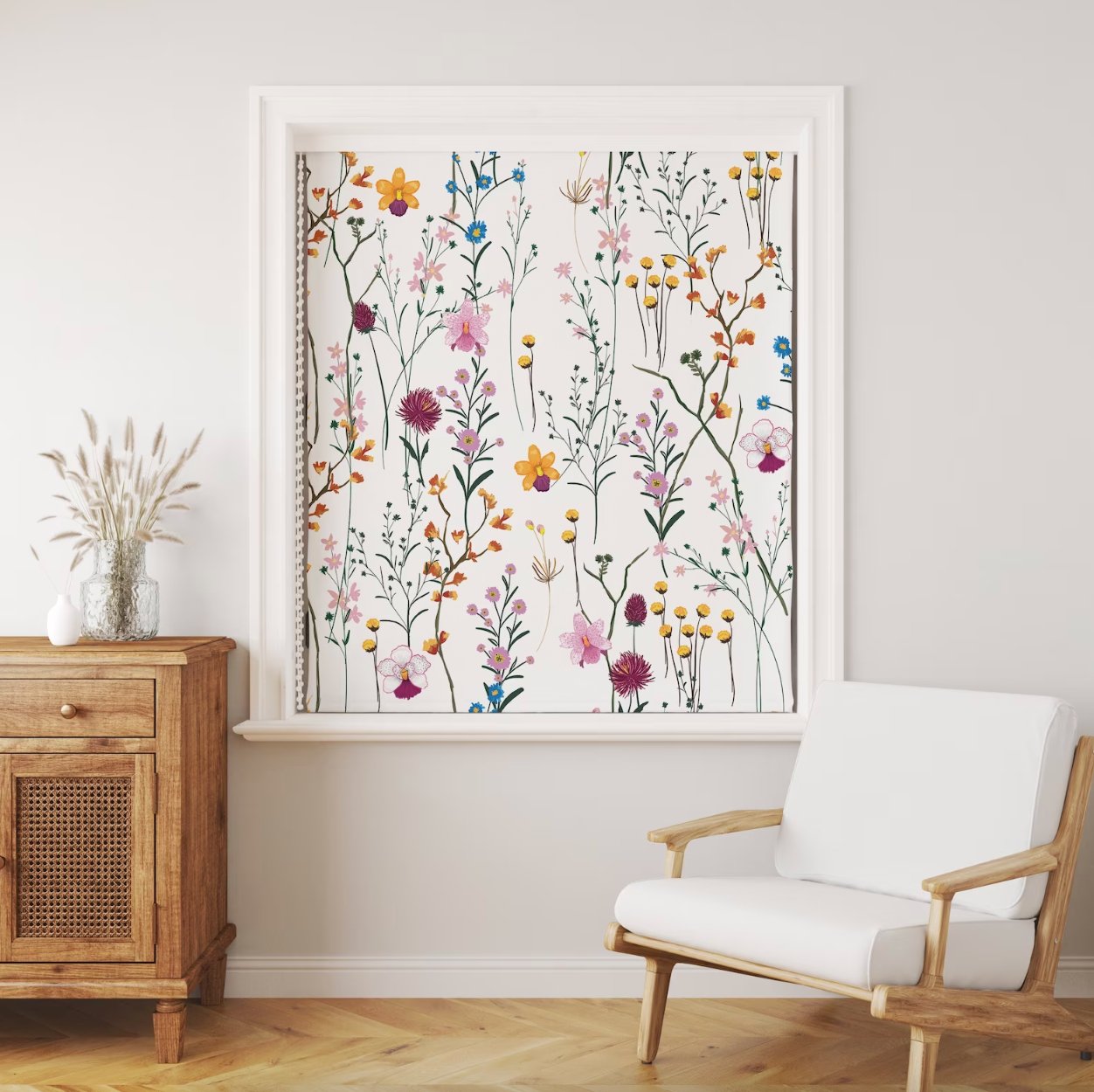 Scandinavian Floral Roller Shades Motorized, Outdoor Personalized ...